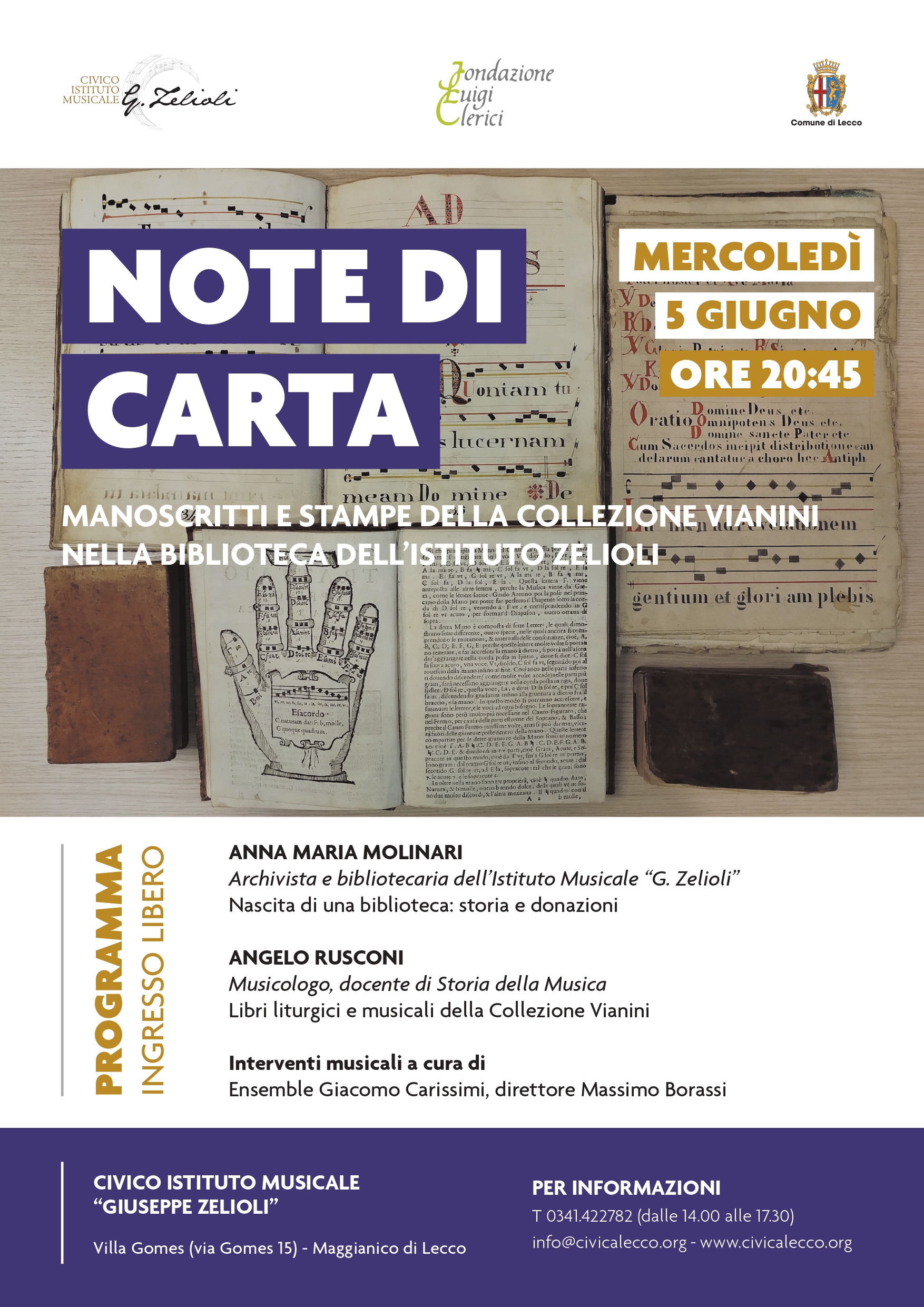 NOTE DI CARTA - Civico Istituto Musicale G. Zelioli di Lecco